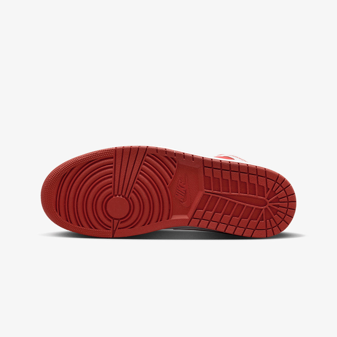 Buy White and Lobster Dune Red Air Jordan 1 Mid SE Sneakers for Men ...